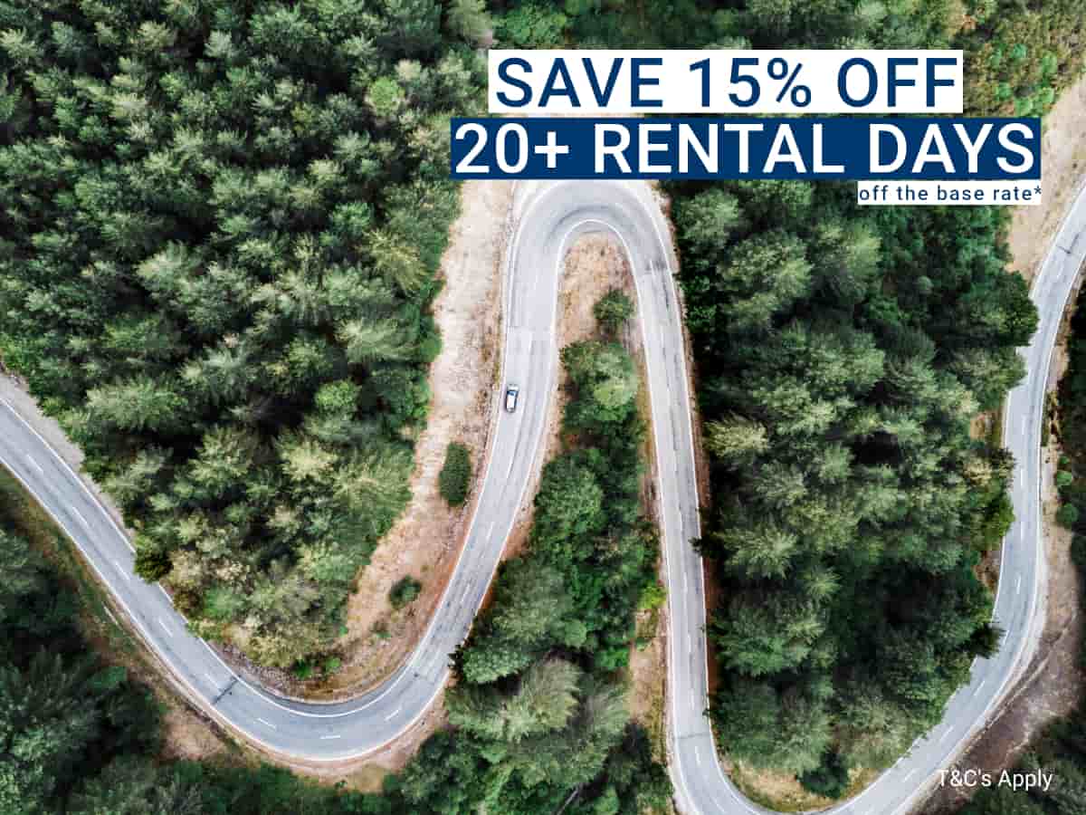 Save 15% off 20+ Days off the base rate